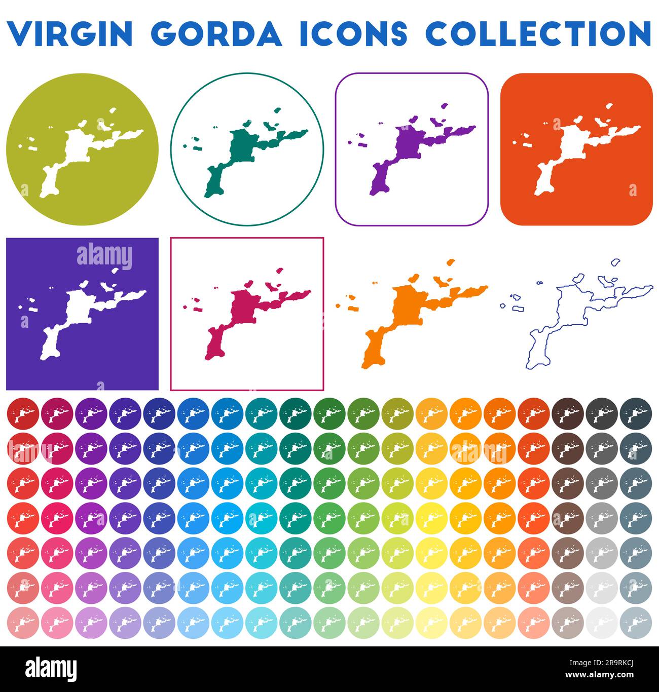 Virgin Gorda icons collection. Bright colorful trendy map icons. Modern ...