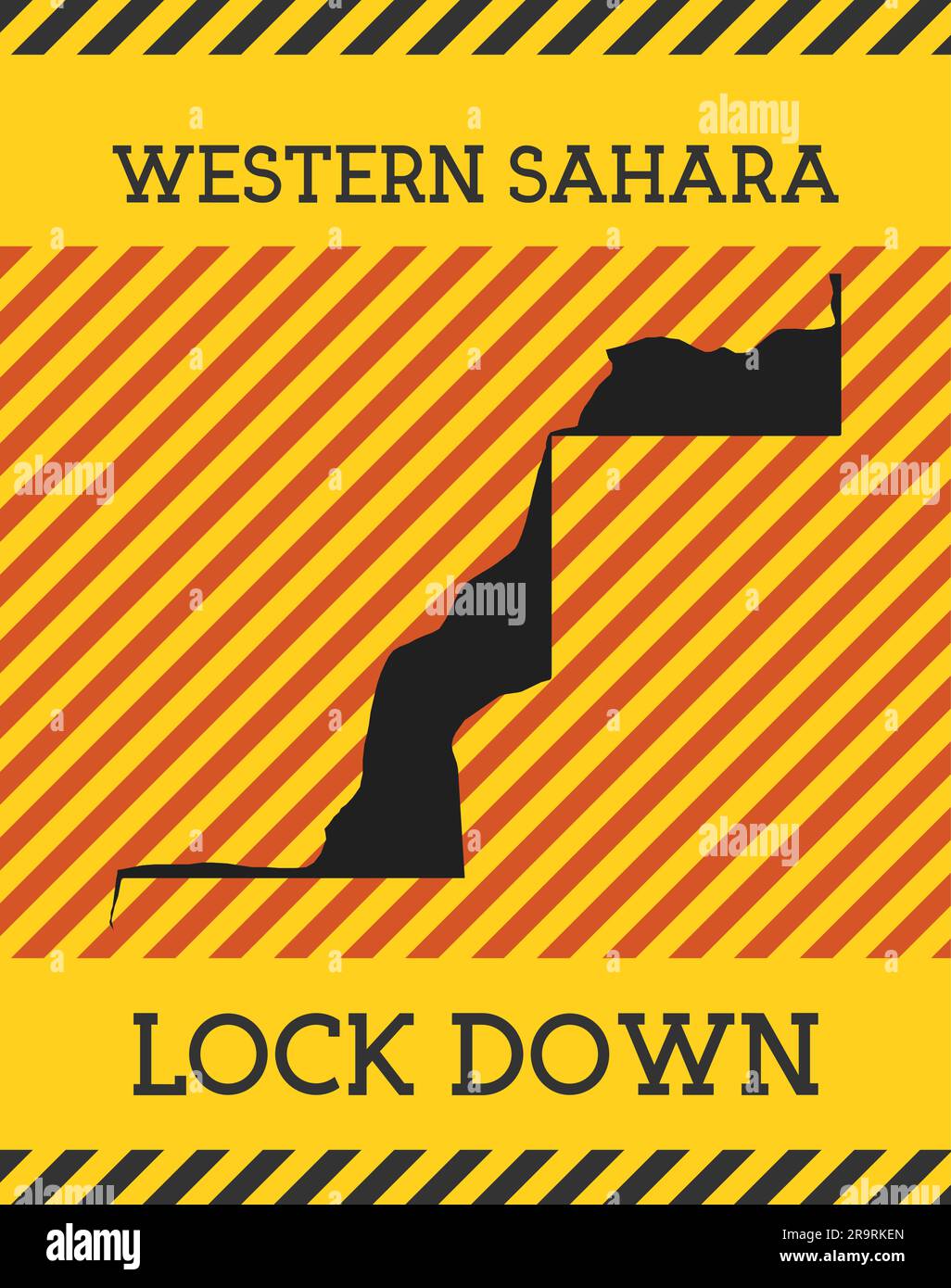 Western Sahara Lock Down Sign. Yellow country pandemic danger icon ...