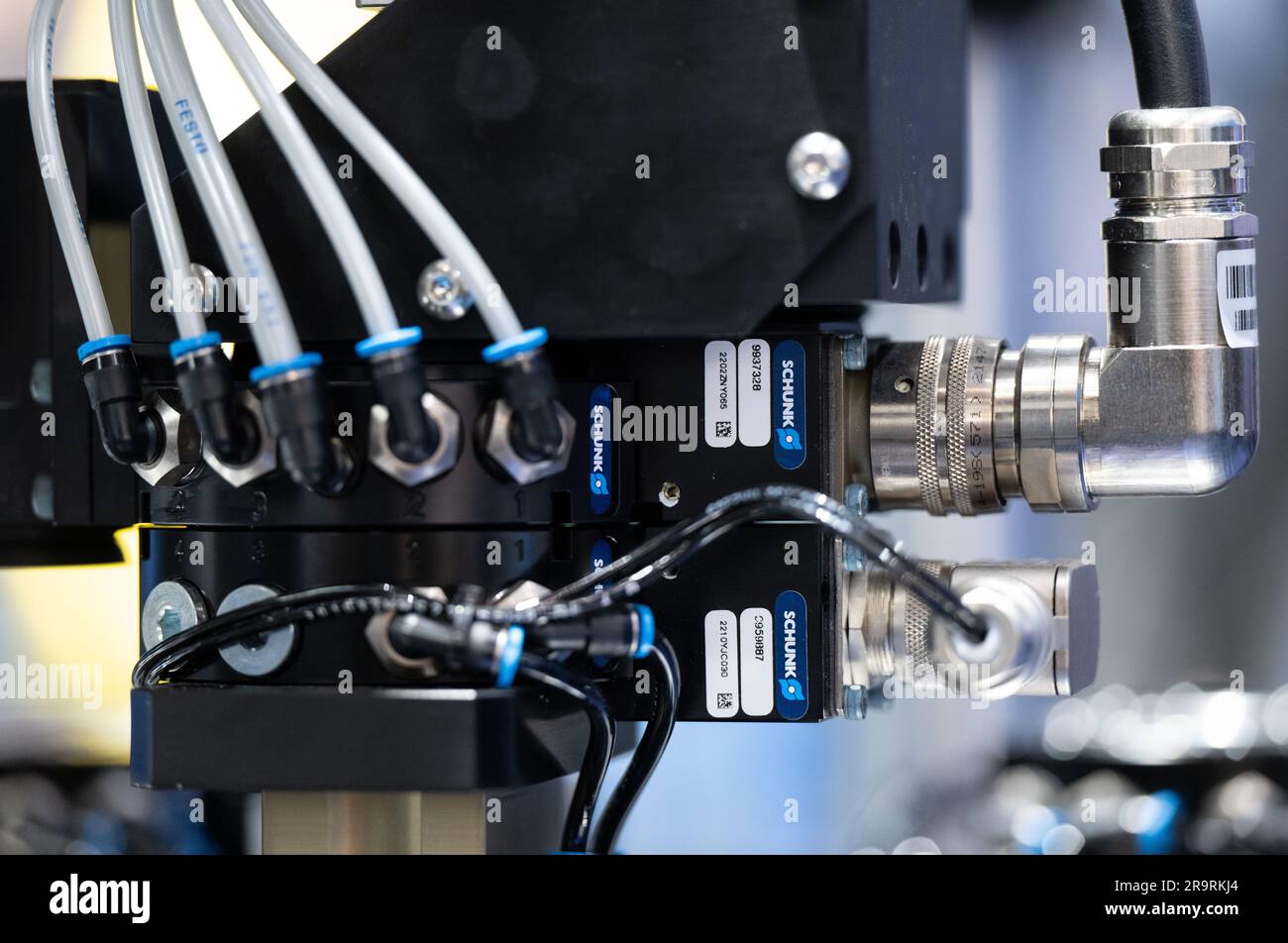 Munich, Germany. 28th June, 2023. A robot system from Schunk can be ...