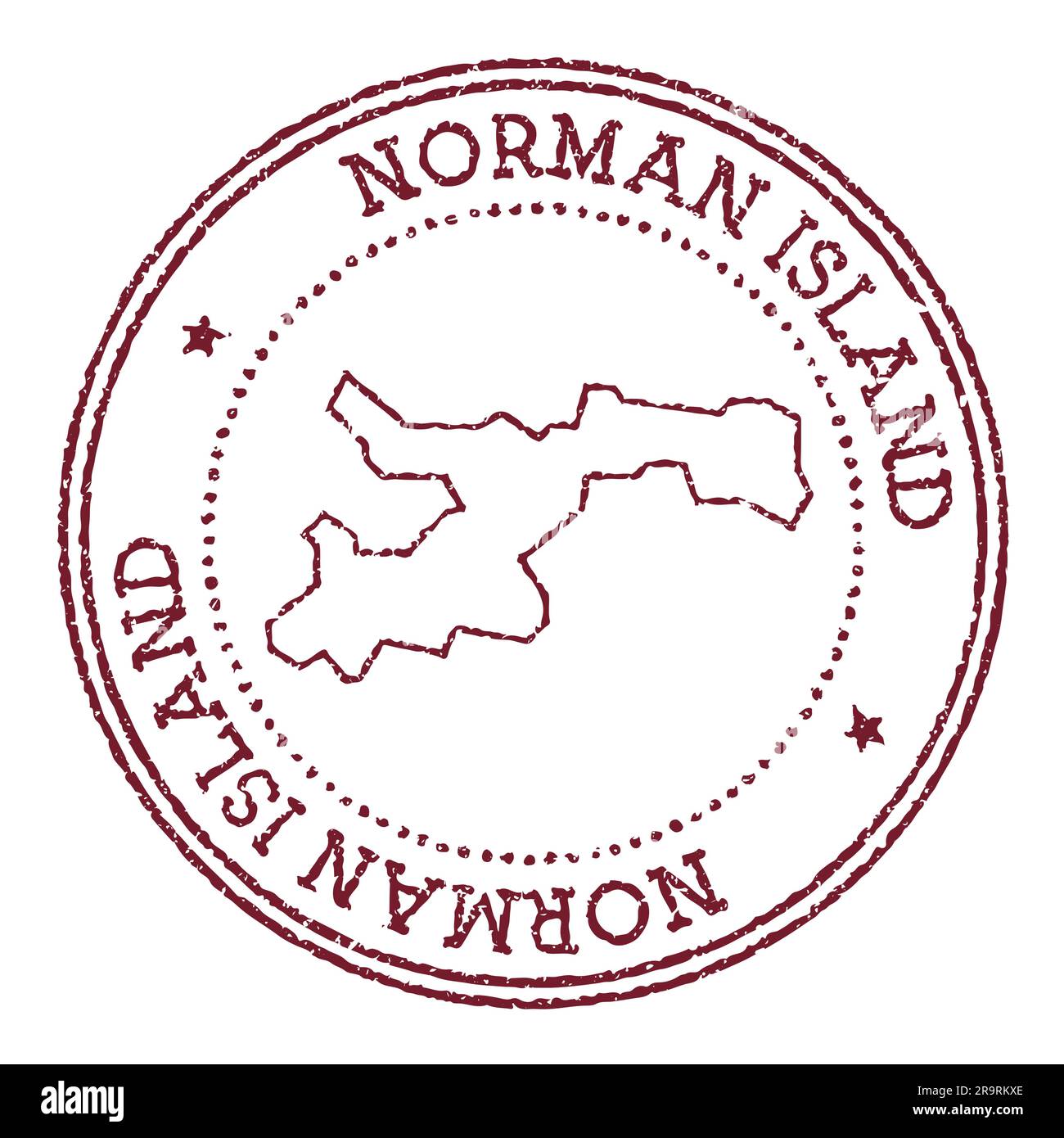 Norman Island round rubber stamp with island map. Vintage red passport ...