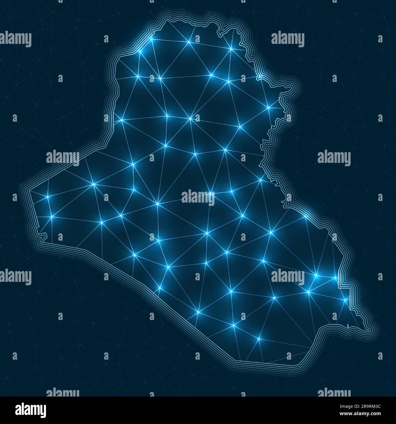 Republic of Iraq network map. Abstract geometric map of the country ...