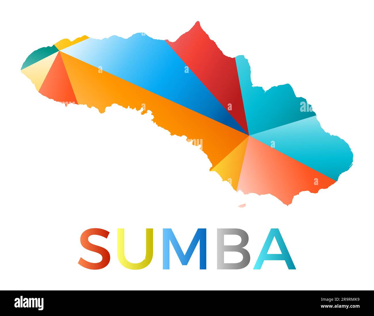 Bright colored Sumba shape. Multicolor geometric style island logo ...