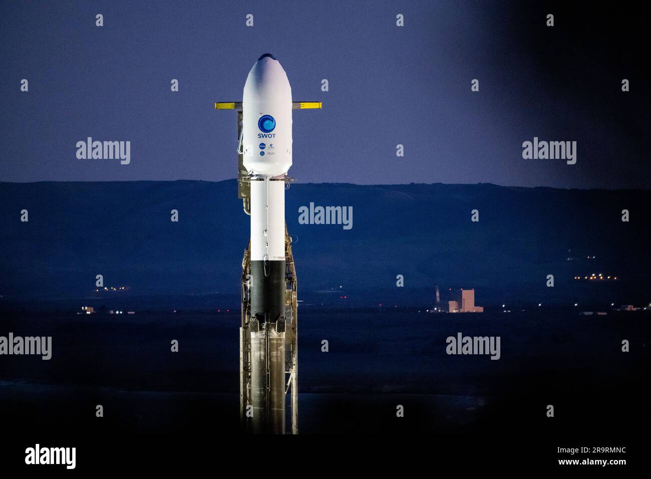 SWOT Prelaunch. A SpaceX Falcon 9 rocket with the Surface Water and ...
