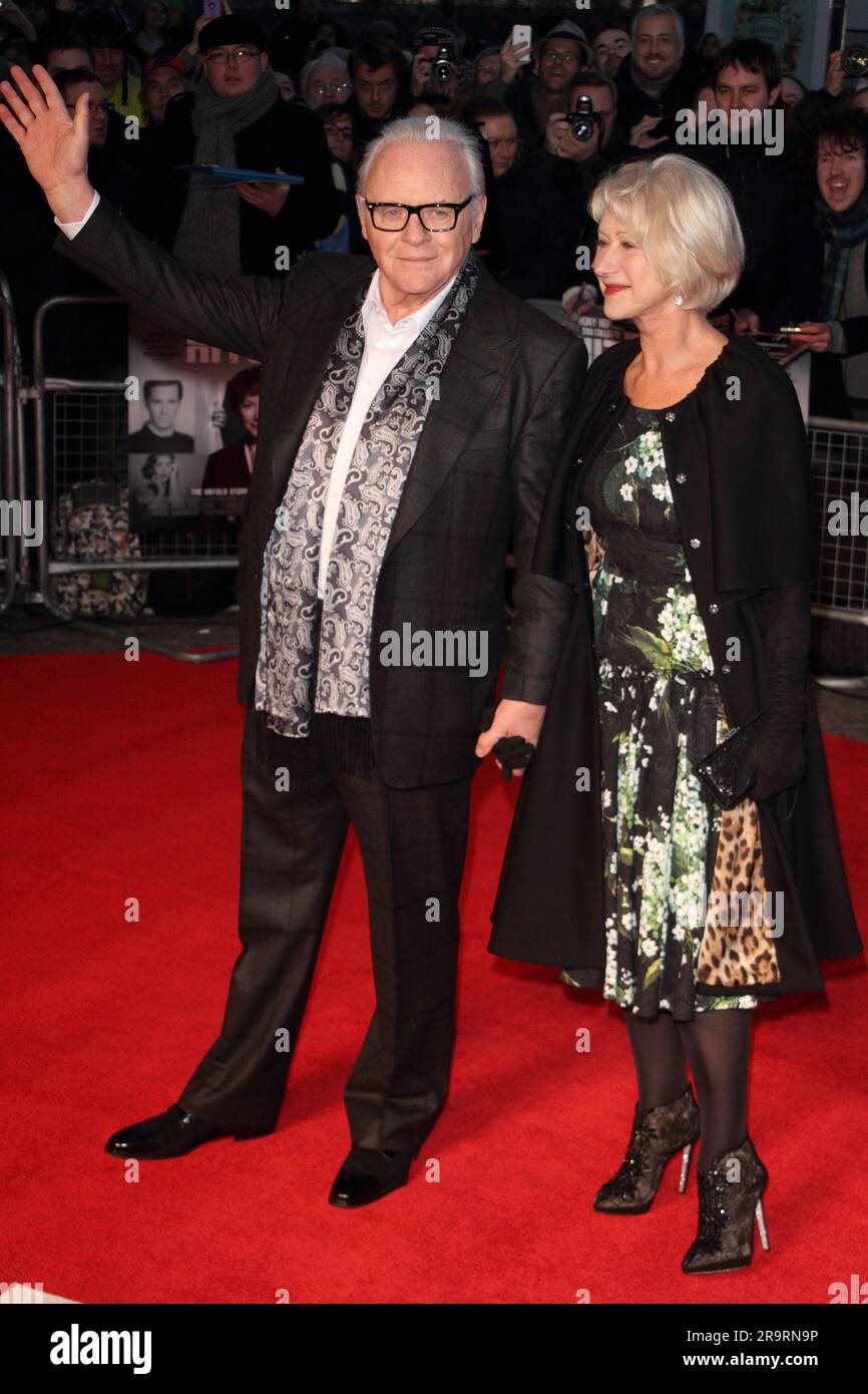 London, UK. Sir Anthony Hopkins and Helen Mirren at the UK Premiere of ...