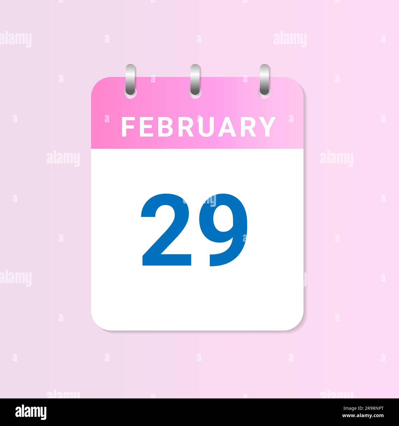 Day of 29th February. Daily calendar of February month on white paper ...