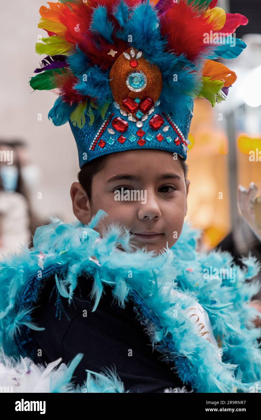 Malaga, Spain - FEB 27, 2022: People celebrating the Malaga Carnival ...