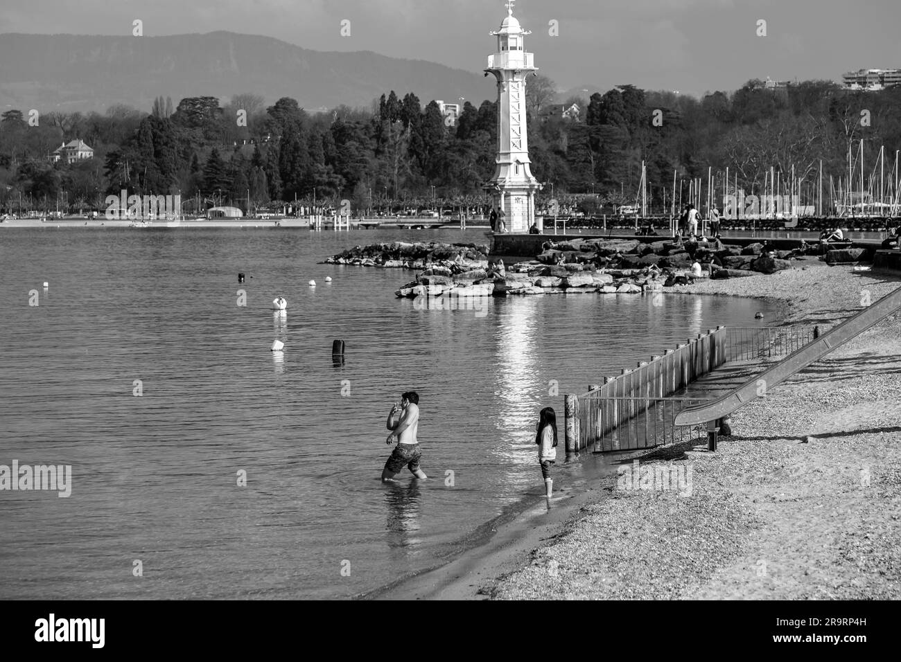 Geneva, Switzerland - 25 March 2022: People enjoying the scenic view of ...