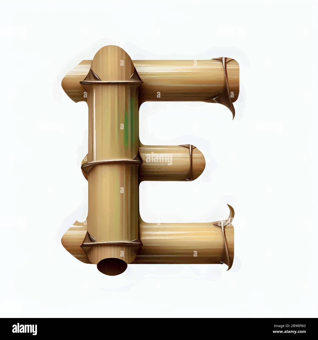 capital letter E in bamboo with white background. Bamboo alphabet ...