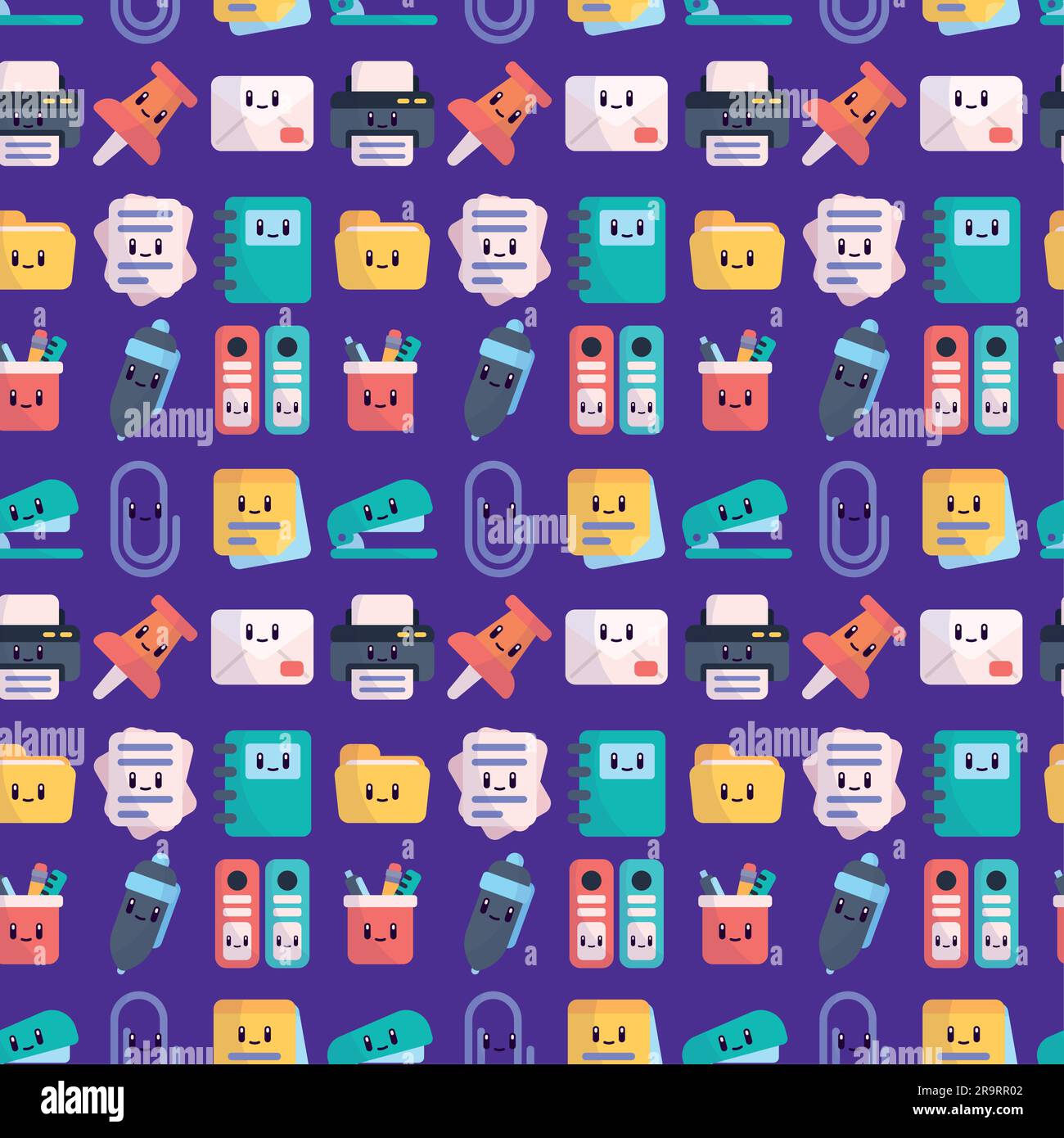 Seamless pattern background with cute office icons Vector Stock Vector ...