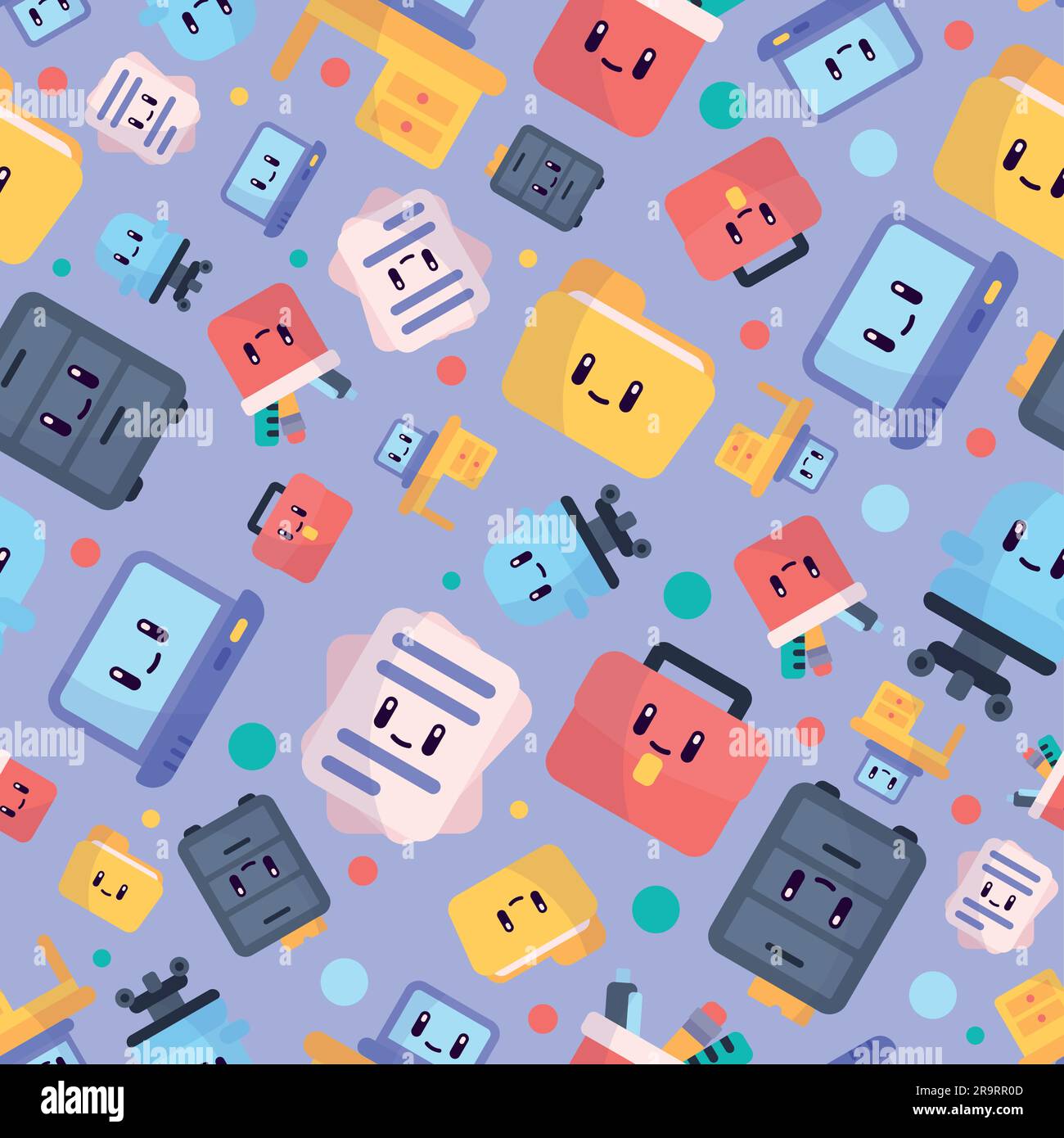Seamless pattern background with cute office icons Vector Stock Vector ...