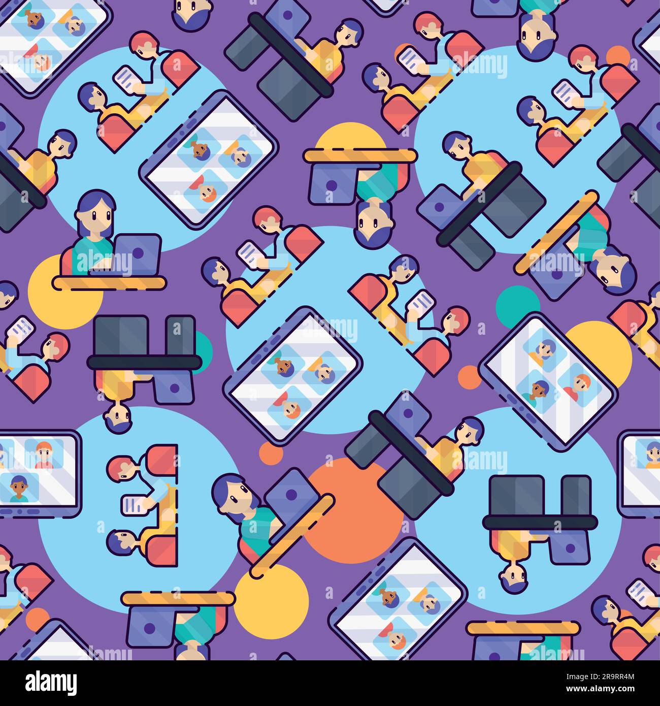 Seamless pattern background with office icons Vector Stock Vector Image ...