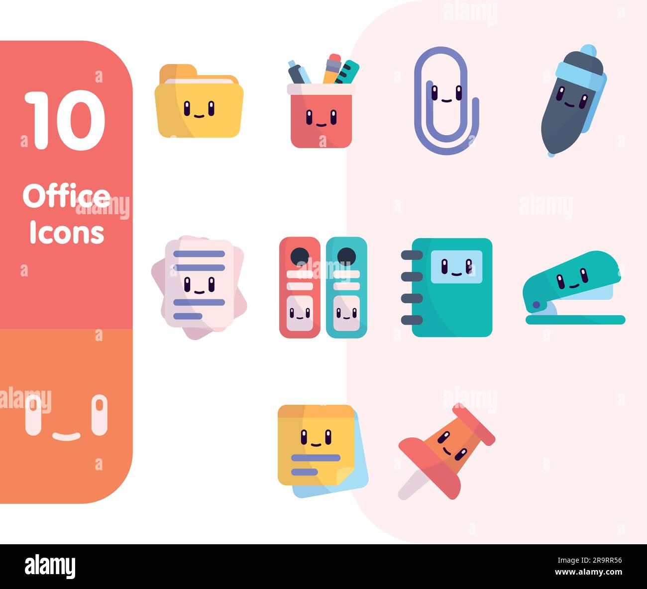 Flat line colored kawaii hi-res stock photography and images - Alamy