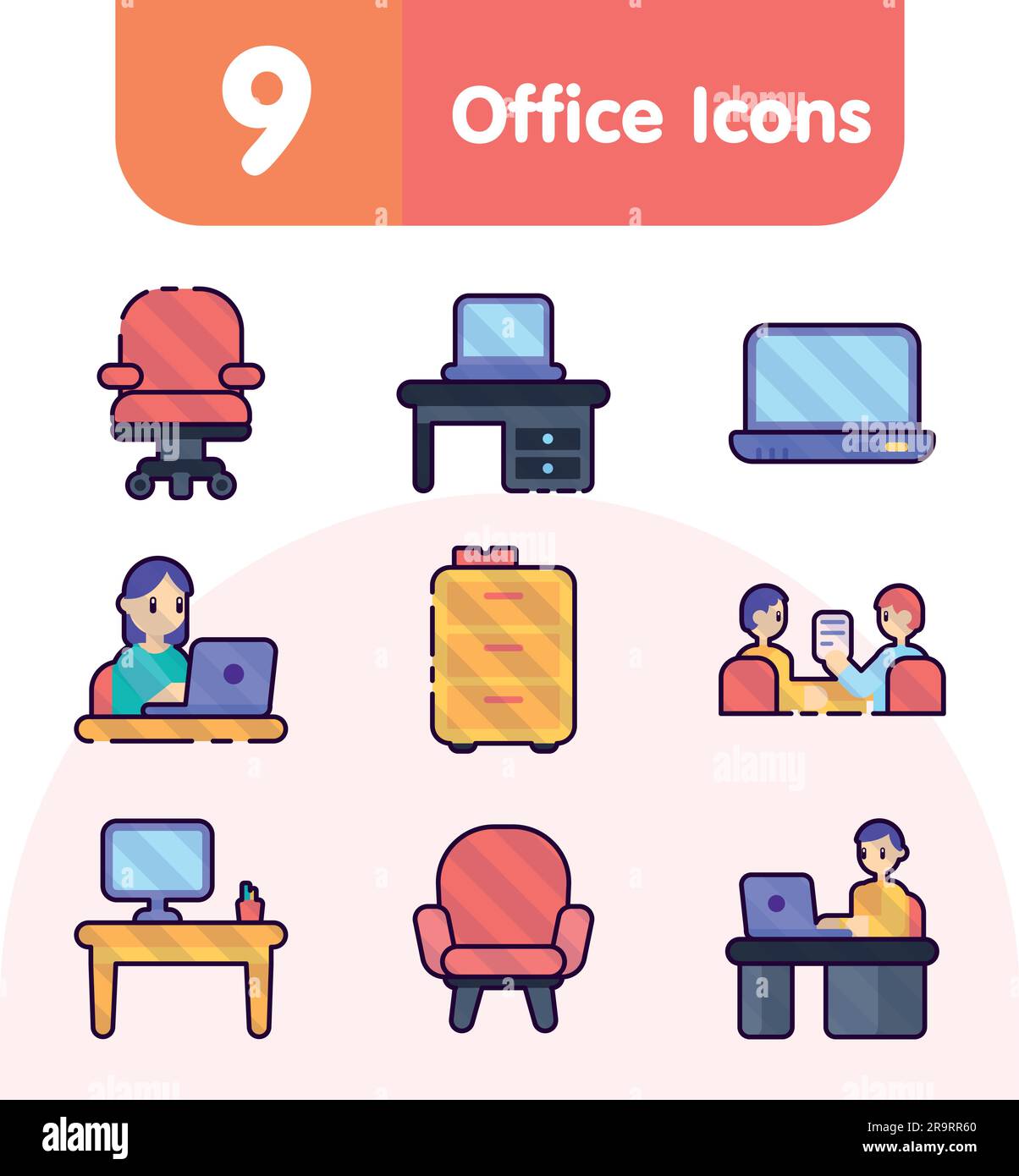 Set of colored sketch office icons Vector Stock Vector Image & Art - Alamy