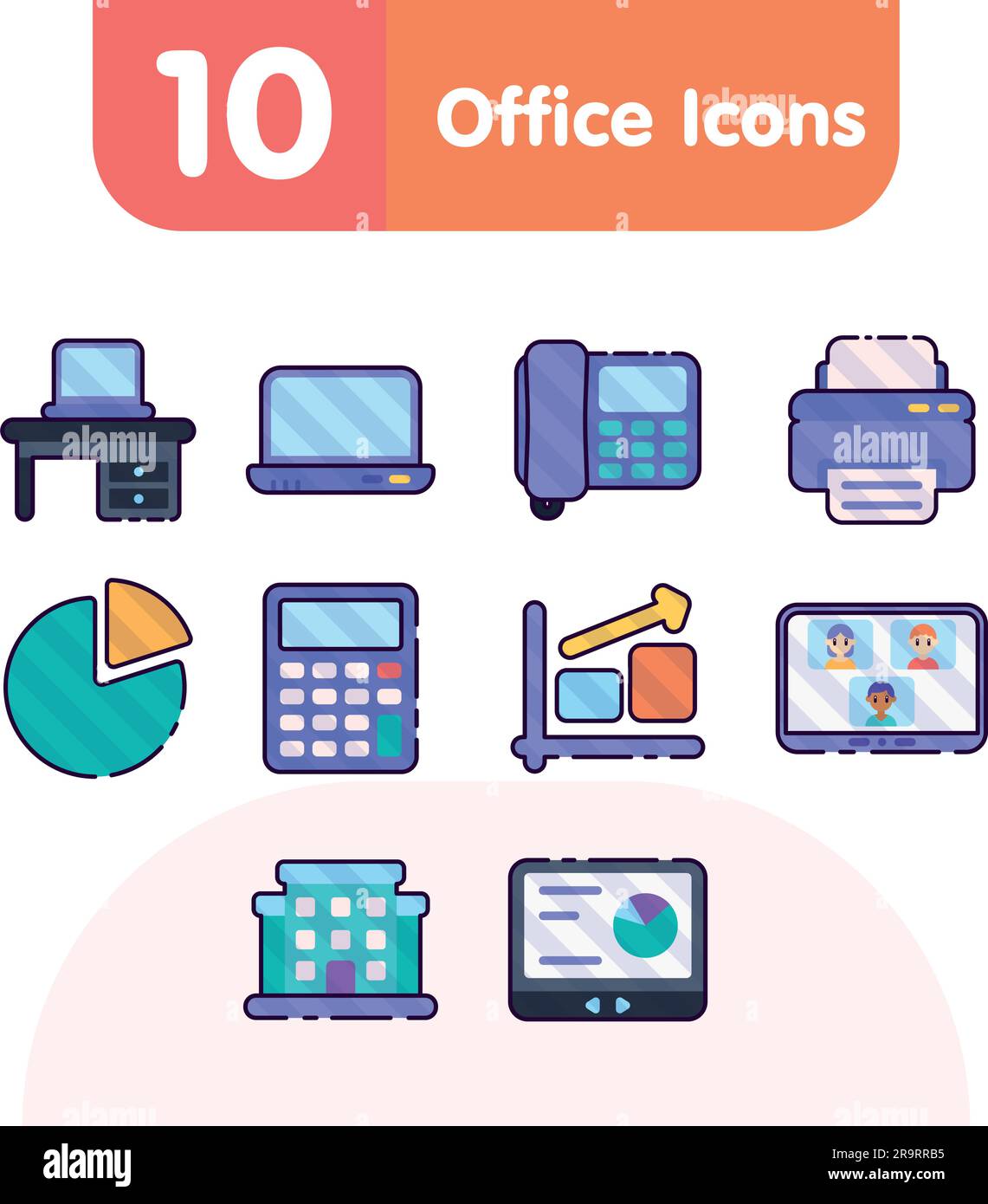 Set of colored sketch office icons Vector Stock Vector Image & Art - Alamy