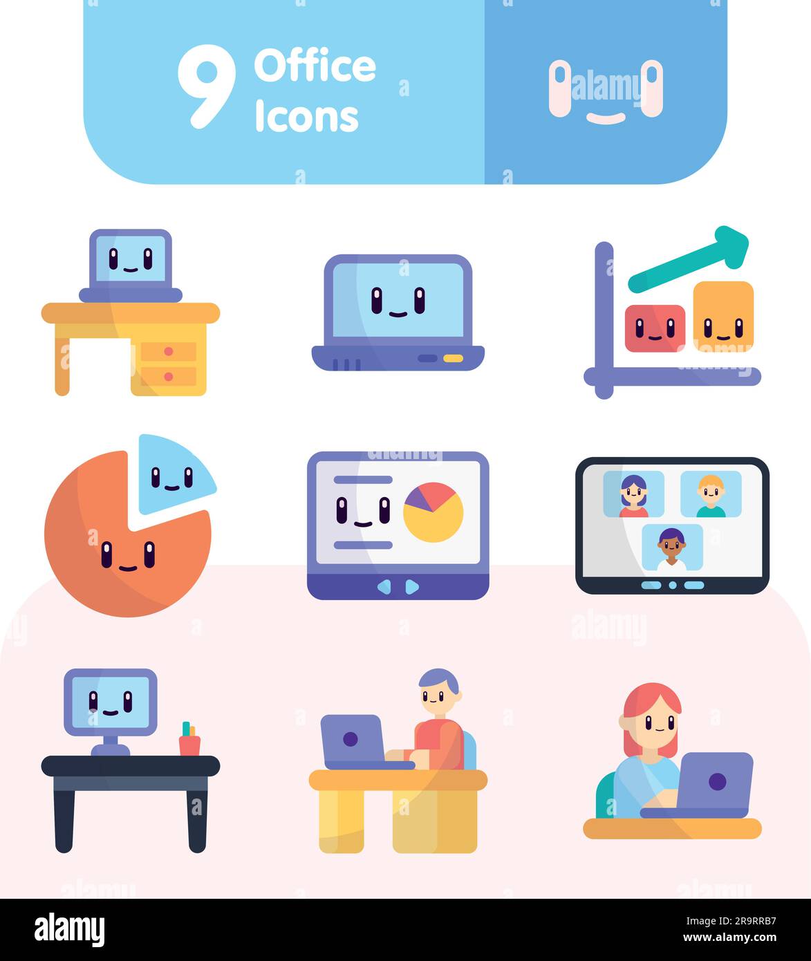 Flat line colored kawaii hi-res stock photography and images - Alamy