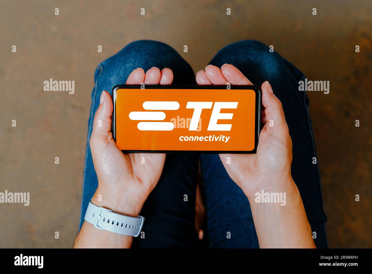 In this photo illustration, the TE Connectivity logo is displayed on a ...