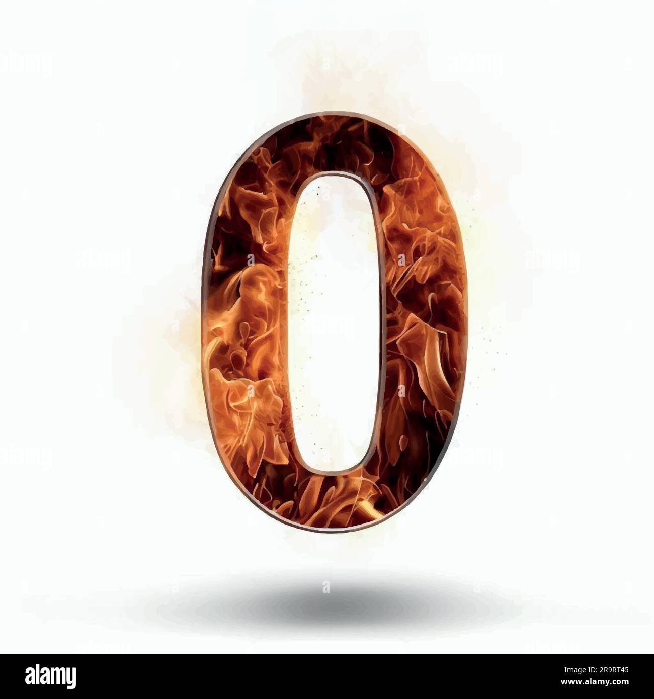 Number Zero On Fire On A White Screen Stock Vector Image And Art Alamy