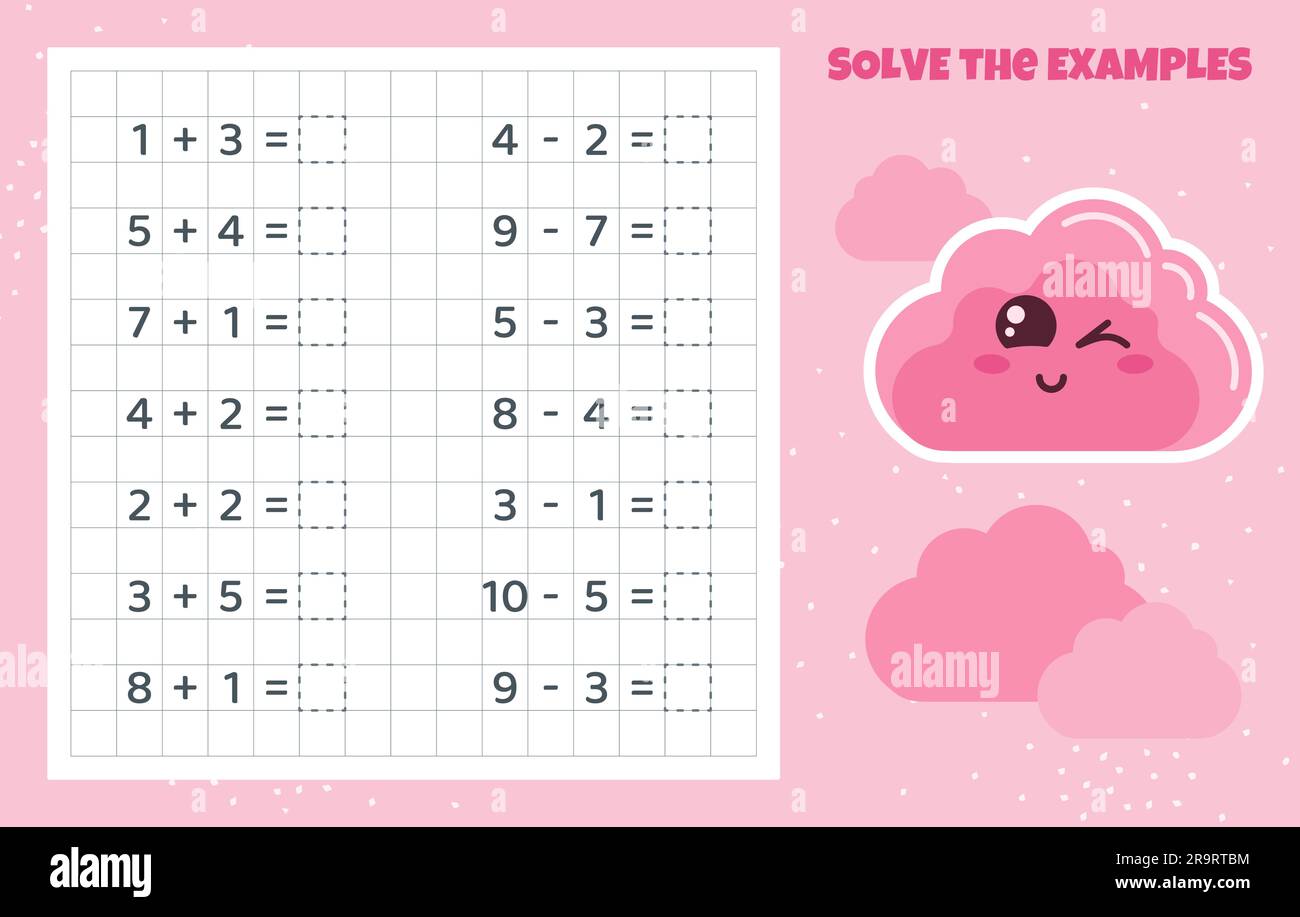 Math game for kids. Addition and subtraction Stock Vector Image & Art ...