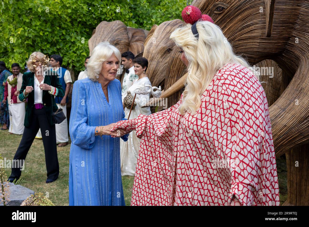 Queen Camilla speaks to Gemma Collins as she attends the Animal Ball at ...