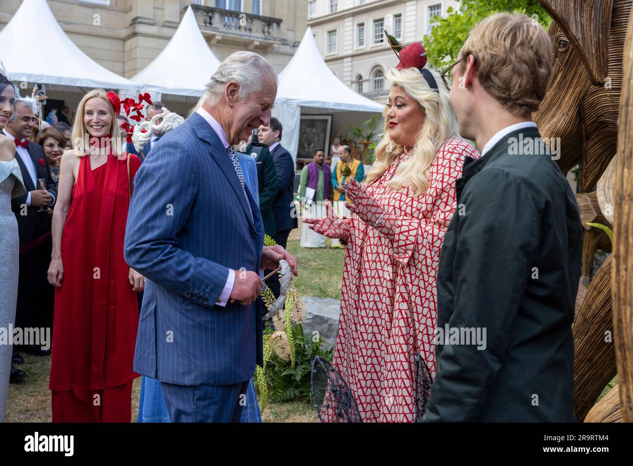 King Charles III speaks to Gemma Collins as he attends the Animal Ball ...
