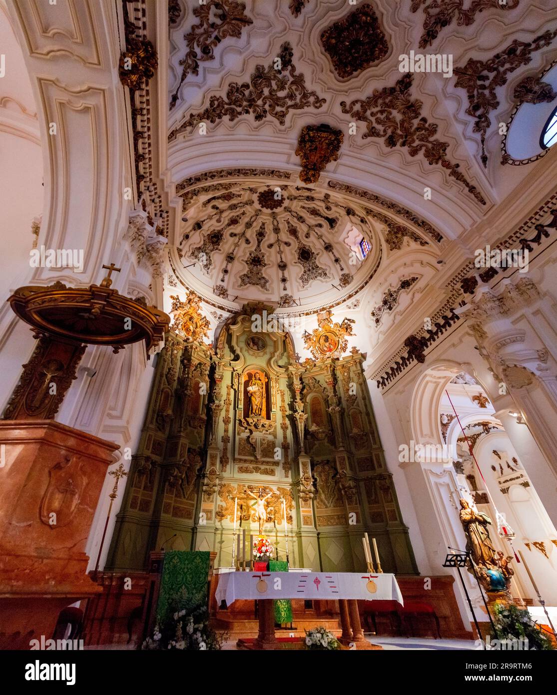 Malaga, Spain - FEB 27, 2022: Parish Church of Santiago Apostol, built ...