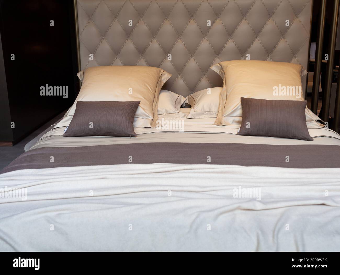 View of a double bed in classic style Stock Photo - Alamy