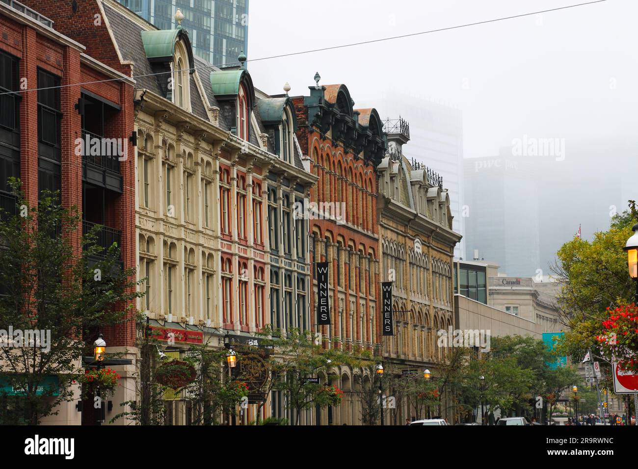 A rainy day in the downtown in Front Street, core of Toronto, Canada ...
