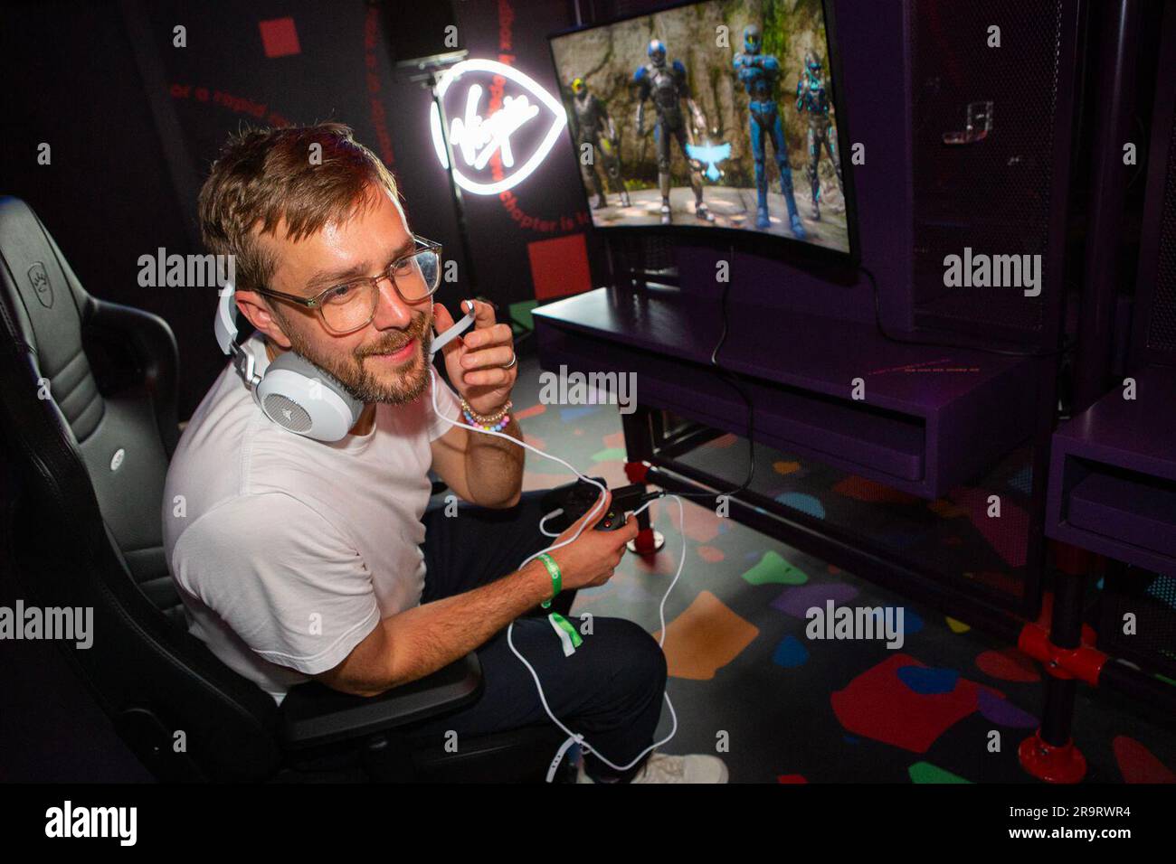 EDITORIAL USE ONLY Iain Stirling attends the Virgin Media Gamepad ...