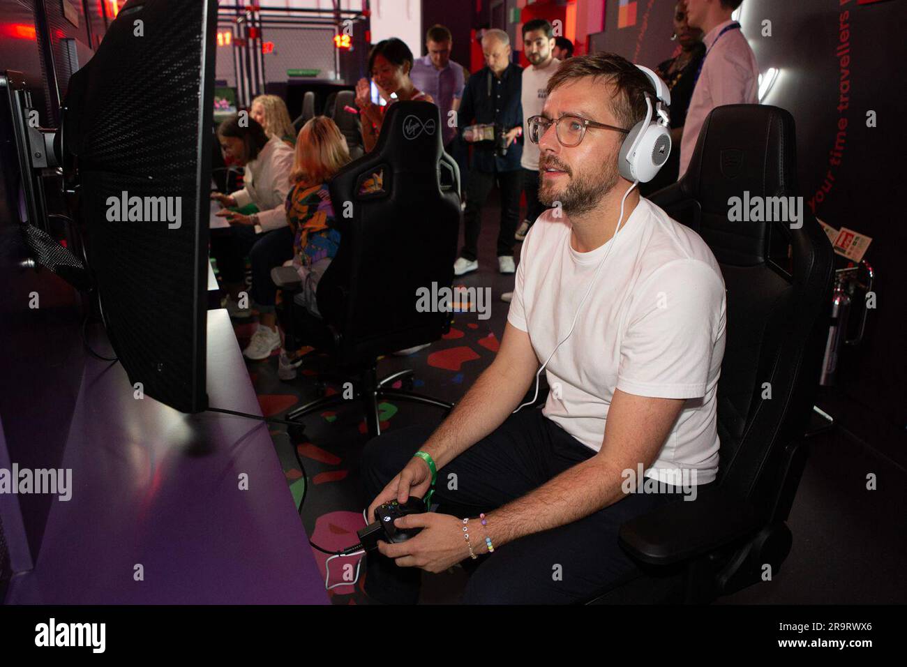 EDITORIAL USE ONLY Iain Stirling attends the Virgin Media Gamepad ...