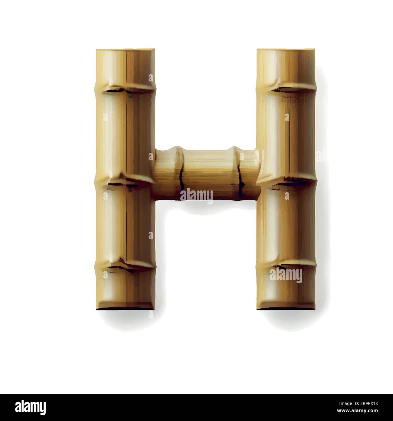 capital letter H in bamboo with white background. Bamboo alphabet ...