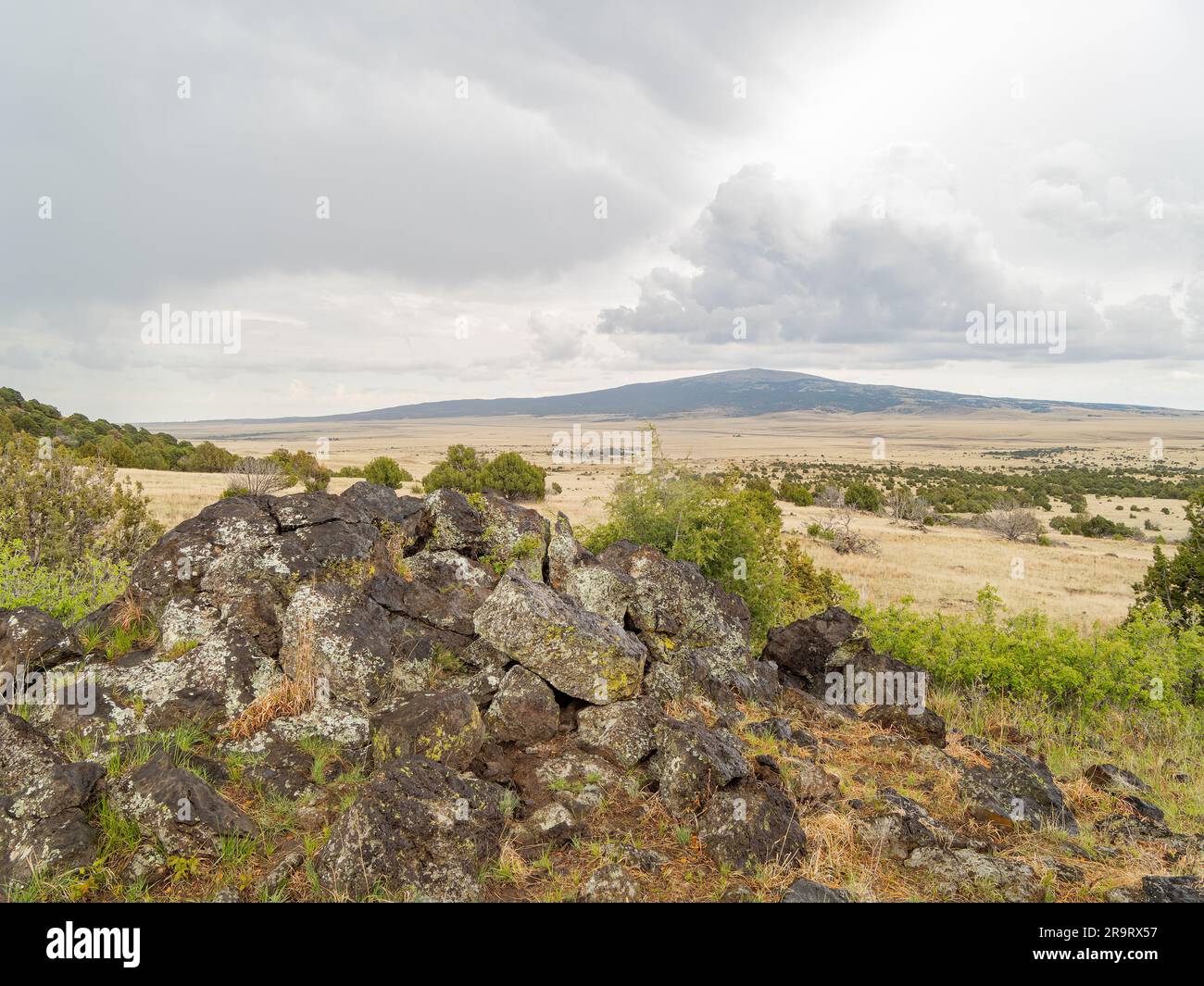 Overcast view of the landscape of Capulin Volcano National Monument at ...