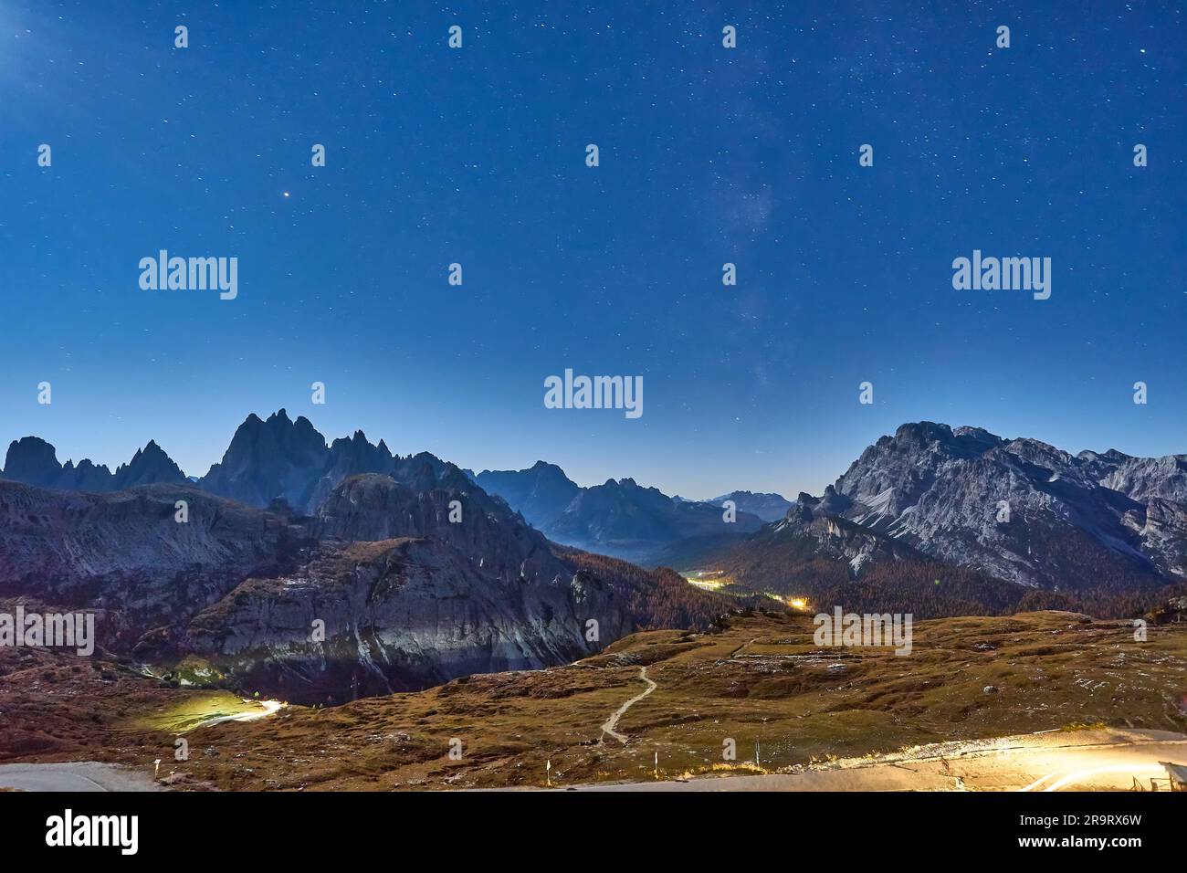 The tre cime di lavaredo with milky way hi-res stock photography and ...