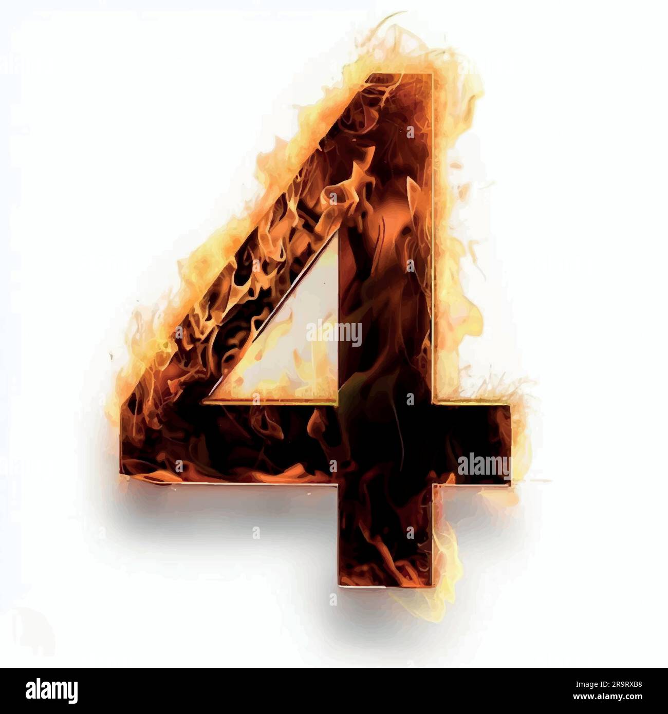 Number fire flames font four hi-res stock photography and images - Alamy
