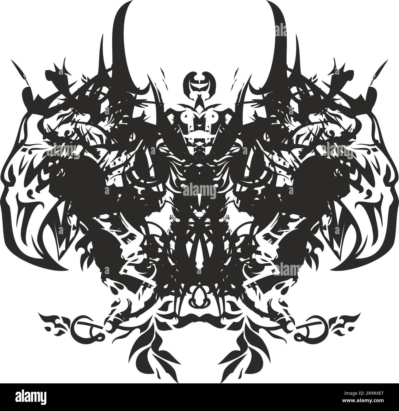 Terrible butterfly wings with an unusual pattern isolated on white ...