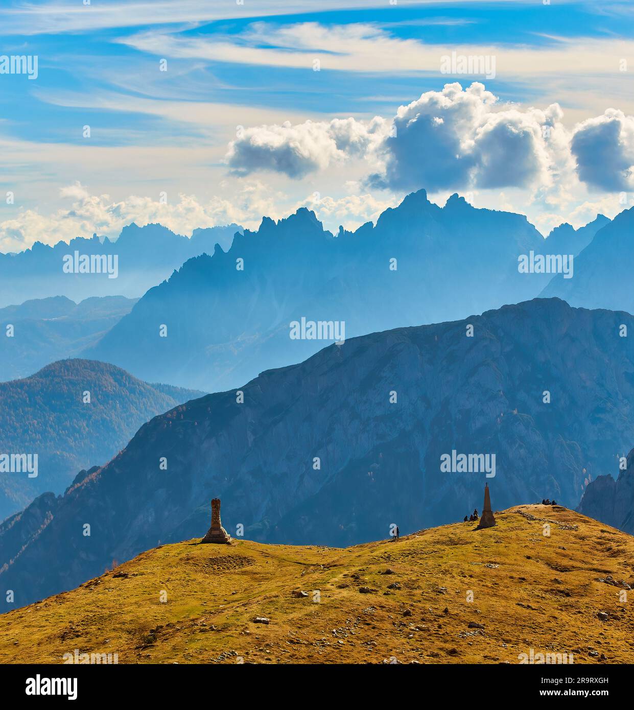 Stunning alpine Landscape at sautumn sunny day. Alpine meadow and road ...