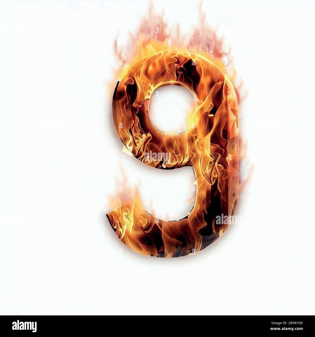 Number fire flames font nine hi-res stock photography and images - Alamy