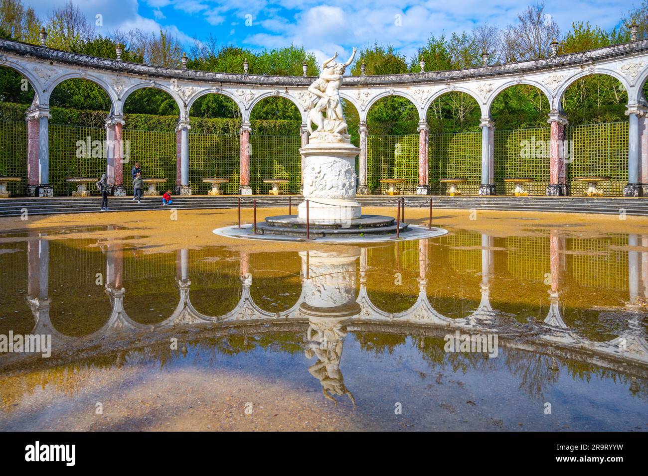 VERSAILLES, FRANCE - APRIL 15, 2023: Pool and statue of Fame in ...