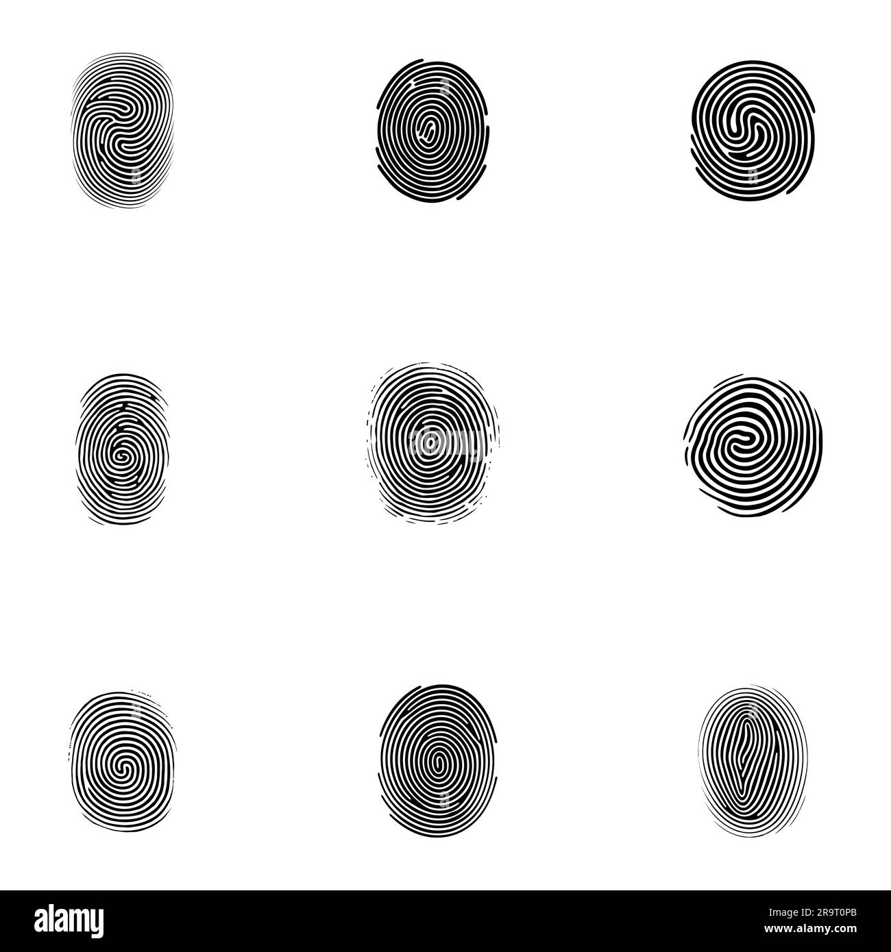Set of fingerprints, vector illustration isolated on white background ...