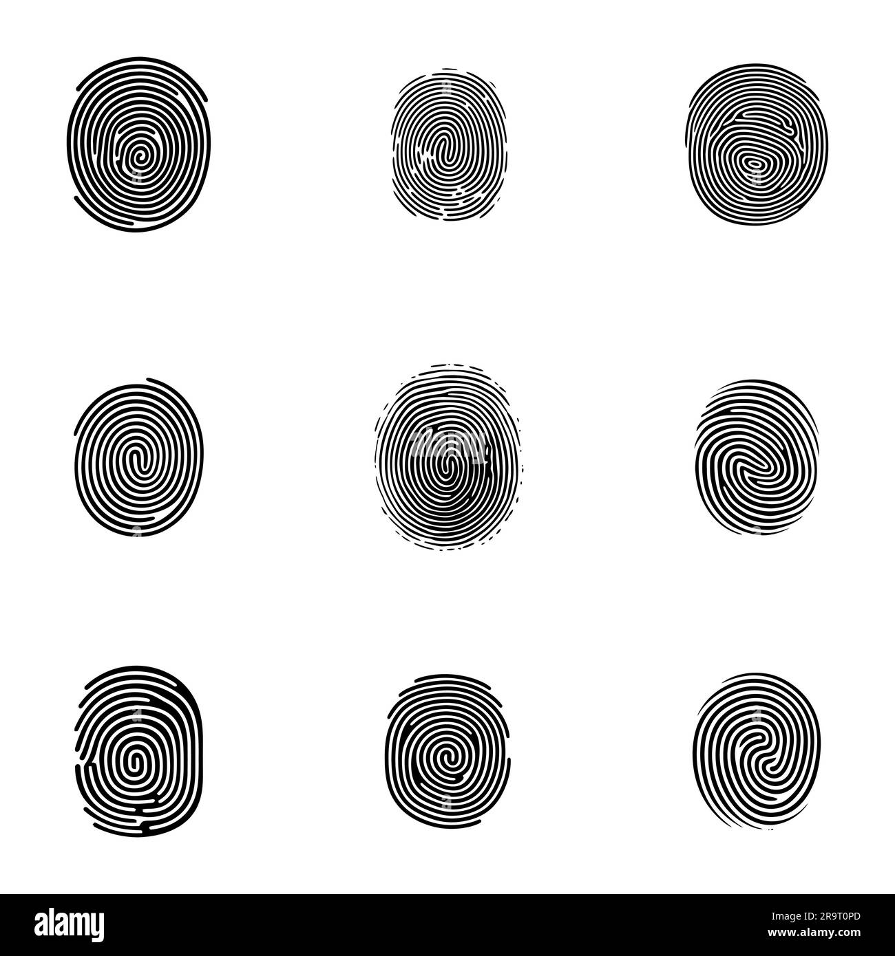 Set of fingerprints, vector illustration isolated on white background ...