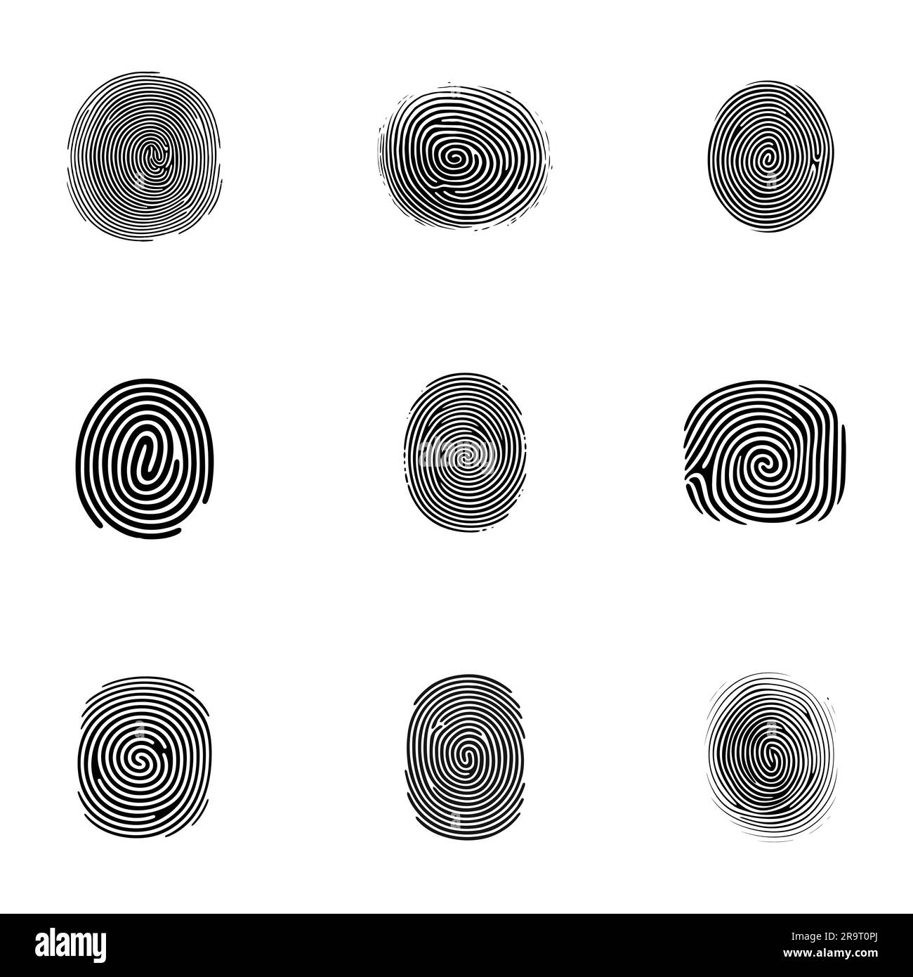 Set of fingerprints, vector illustration isolated on white background ...