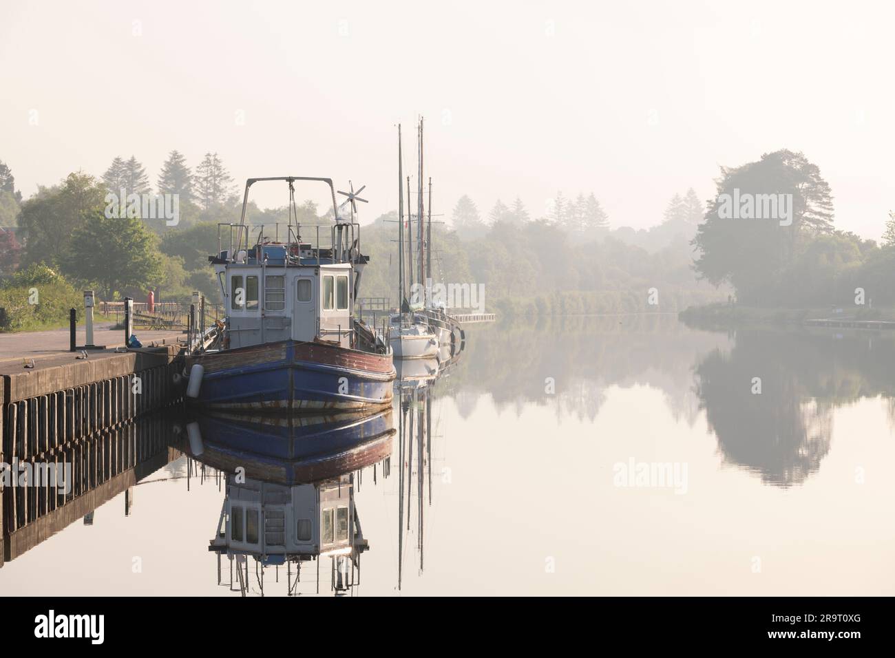 Boats Moored Alongside the Top Jetty at Banavie on the Caledonian Canal ...