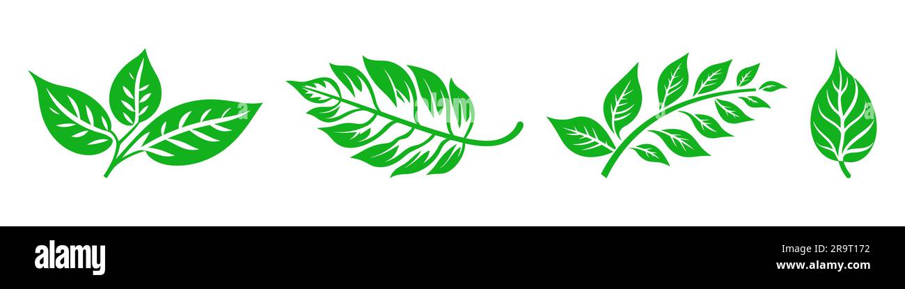 Leaf icons set ecology nature element, green leafs, environment and ...