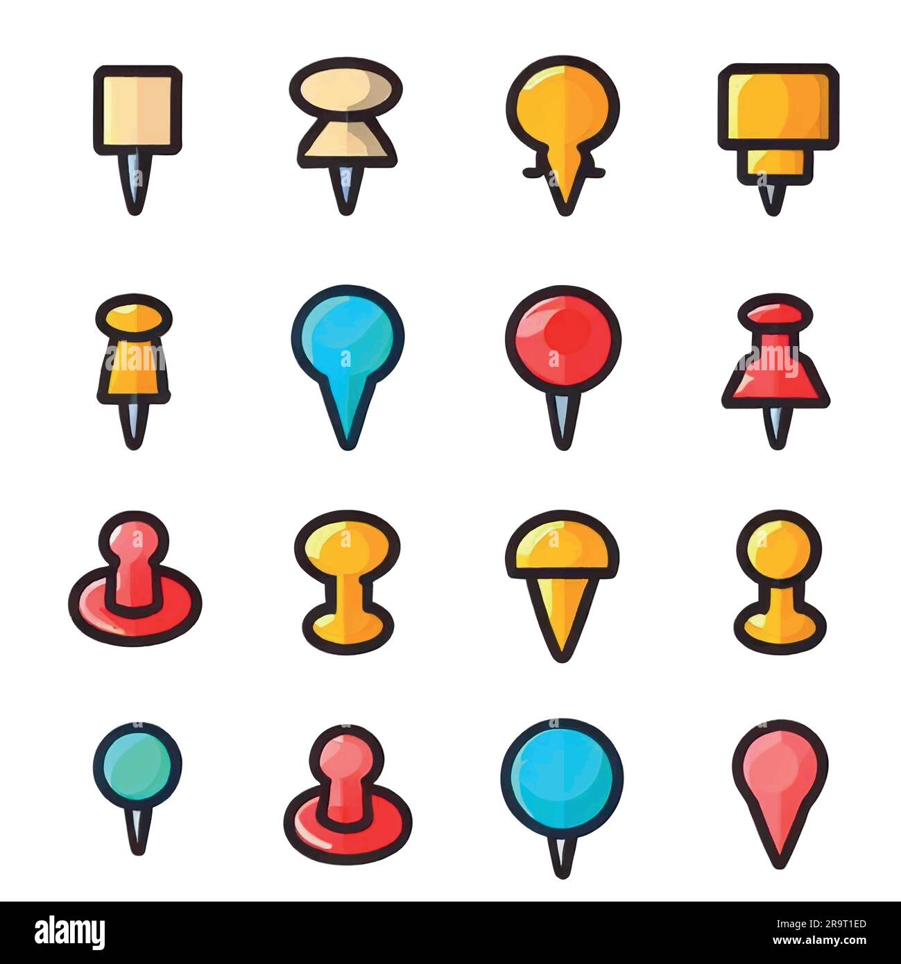 colored pin icon set illustration on a white background Stock Vector ...