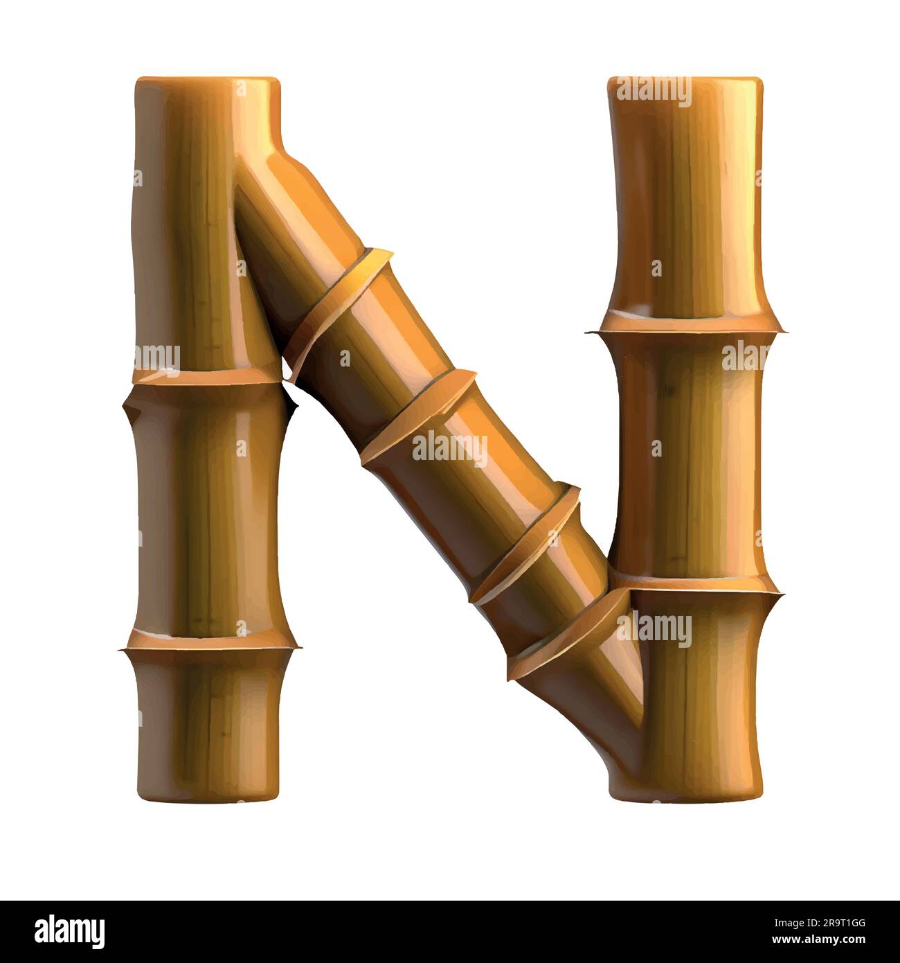 capital letter N in bamboo with white background. Bamboo alphabet ...