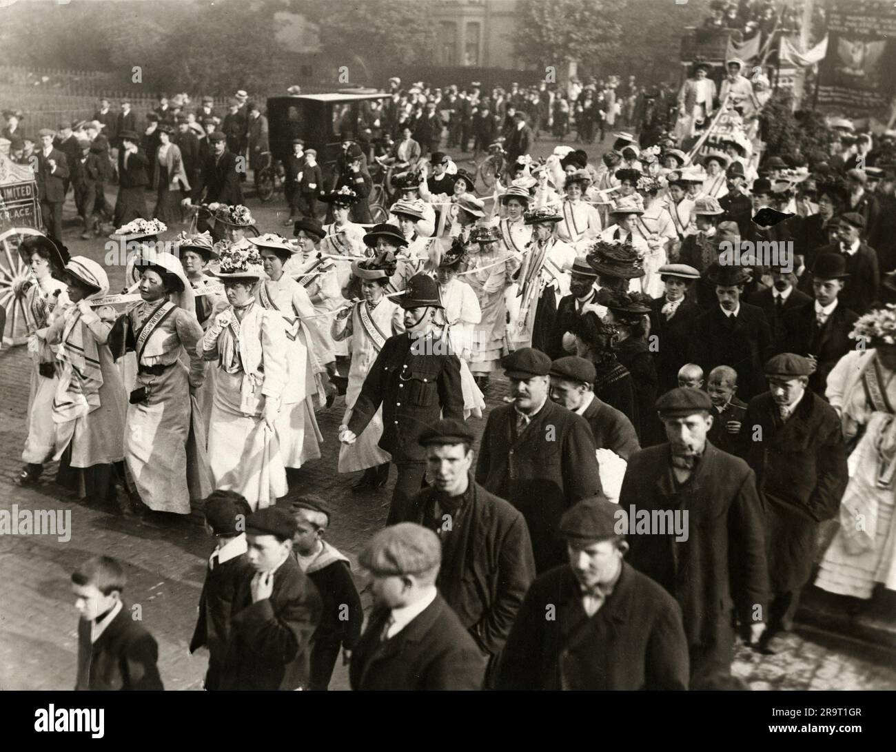 The image shows one of the Womens Social & Political Union (WSPU) teams ...