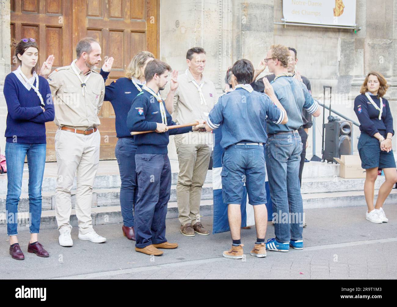 Paris, France - September 23, 2017: French Boy Scouts (Scout Unitaines ...