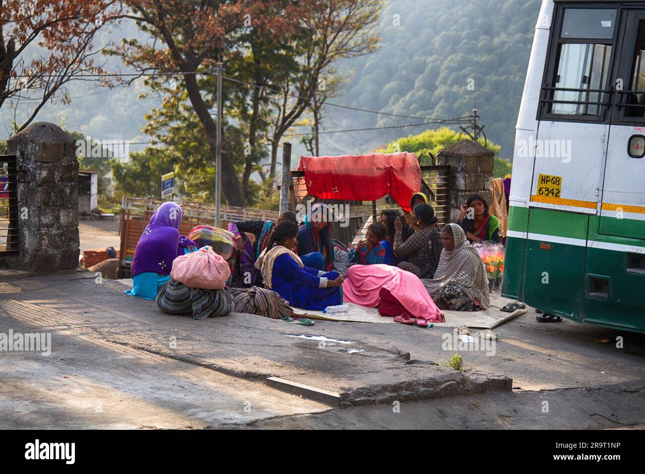India, Dharamsala - March 12, 2018: Indian local buses carry passengers ...