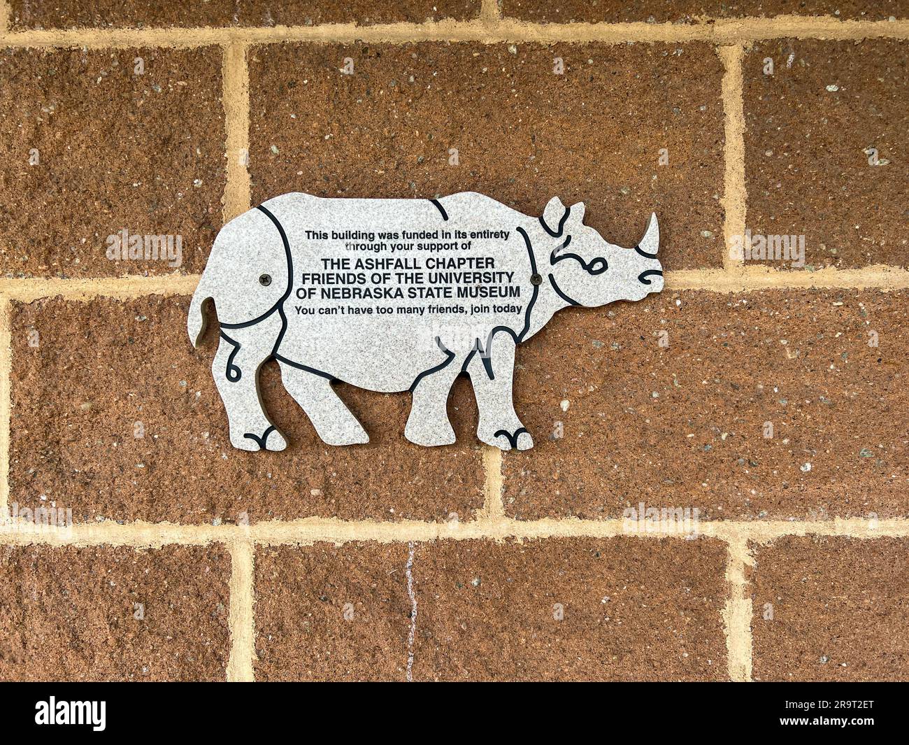 Royal, NE USA - May 13, 2023: A donors sign at the Ashfall Fossil Beds ...