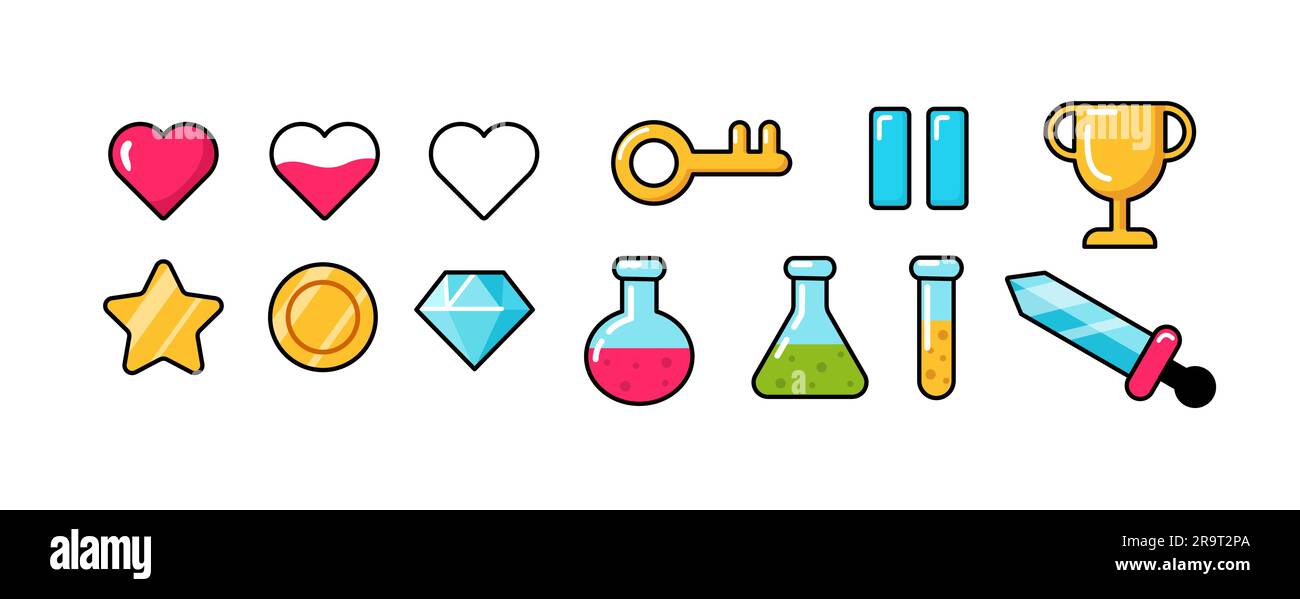 Game buttons in retro style set Stock Vector Image & Art - Alamy