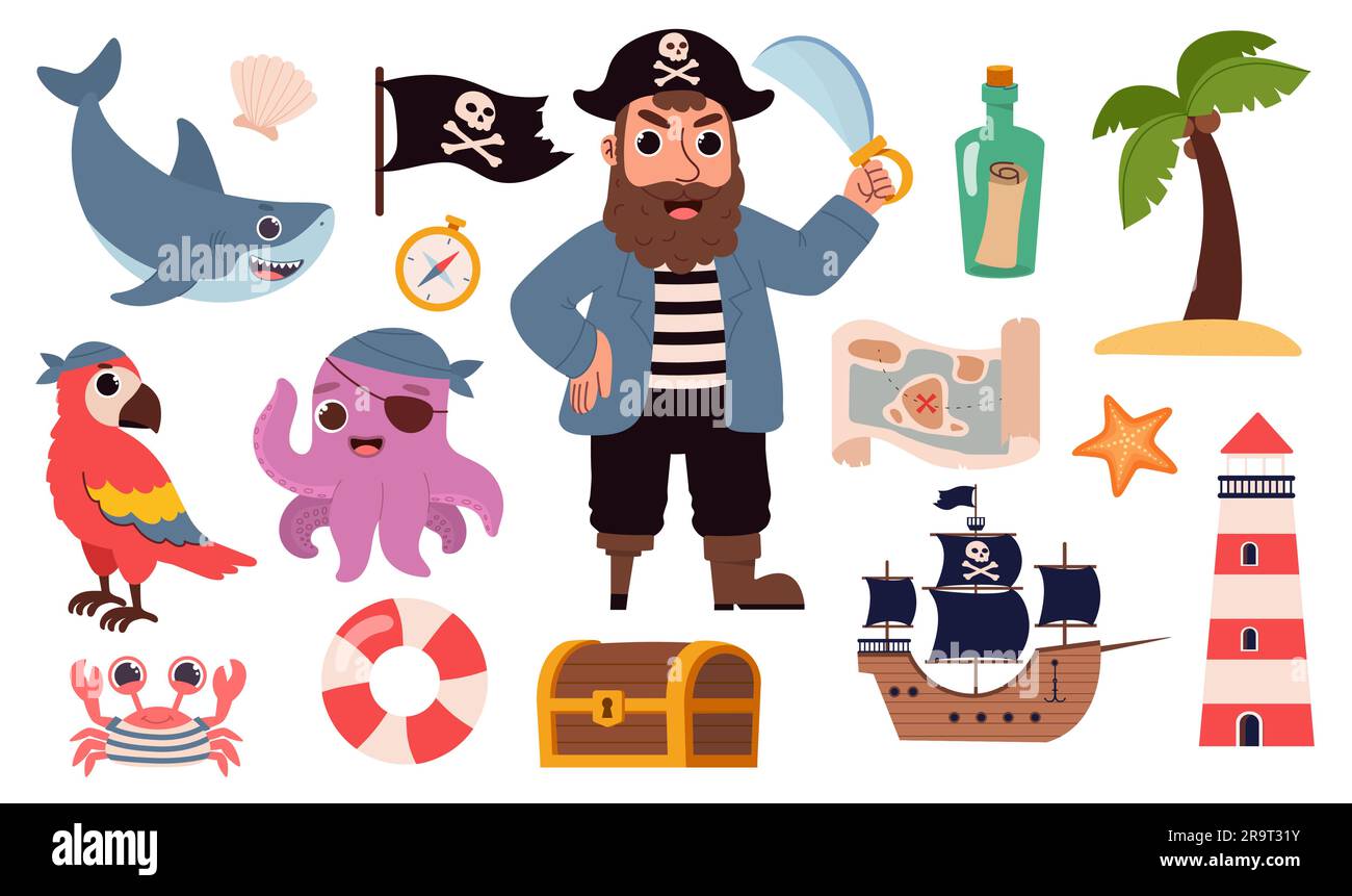 Set of pirate vector elements Stock Vector Image & Art - Alamy